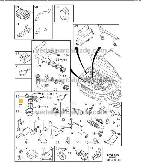 VOLVO S60 / S80 / V70 / XC90 HAVA EMİŞ HORTUMU 30680446